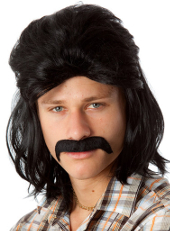 Black Mullet Wig and Moustache sets | Black Mullet Wig and Moustache ...